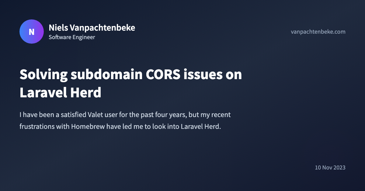 Solving subdomain CORS issues on Laravel Herd